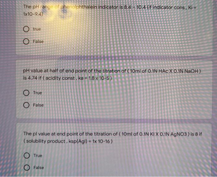 Solved The pH range of phenolphthalein indicator is 8.4 - | Chegg.com