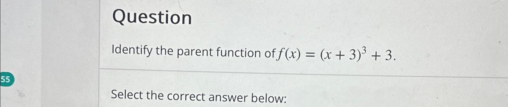 Solved QuestionIdentify the parent function of | Chegg.com