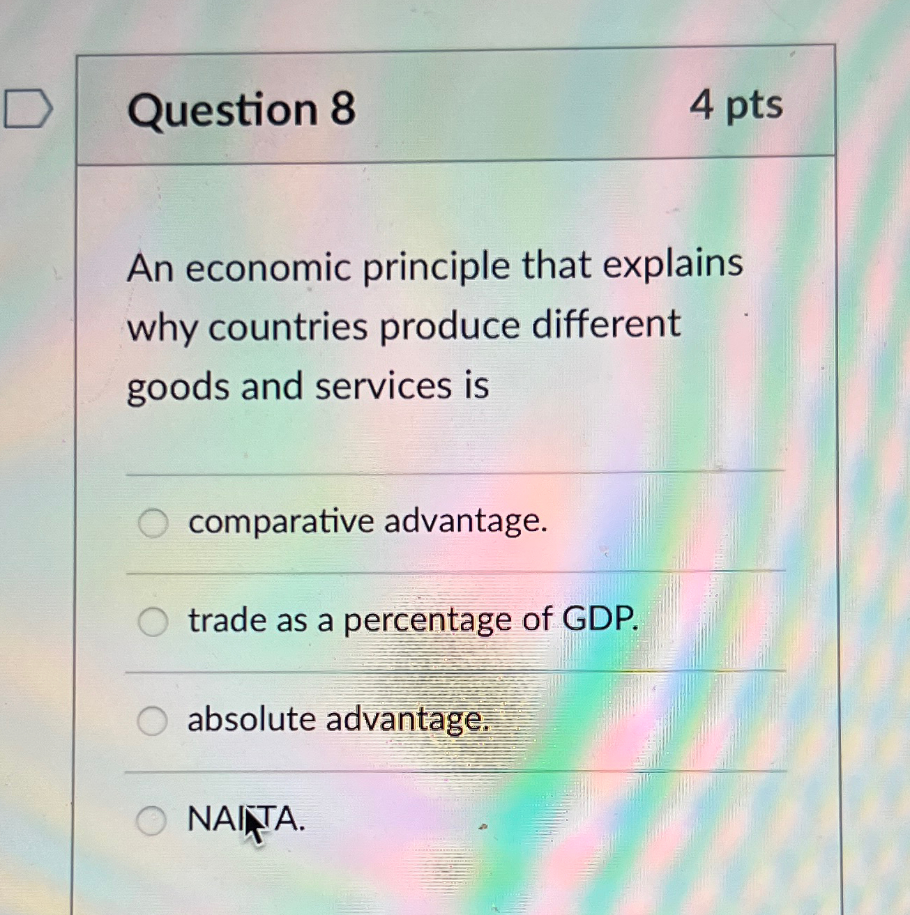 Solved Question 84 ﻿ptsAn economic principle that explains | Chegg.com