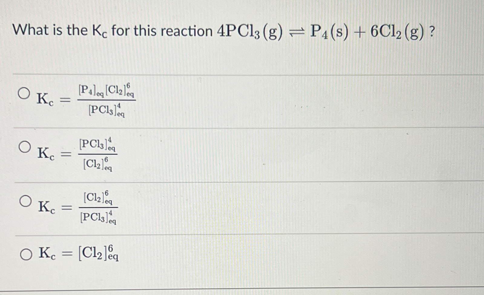 Solved What is the Kc ﻿for this reaction | Chegg.com