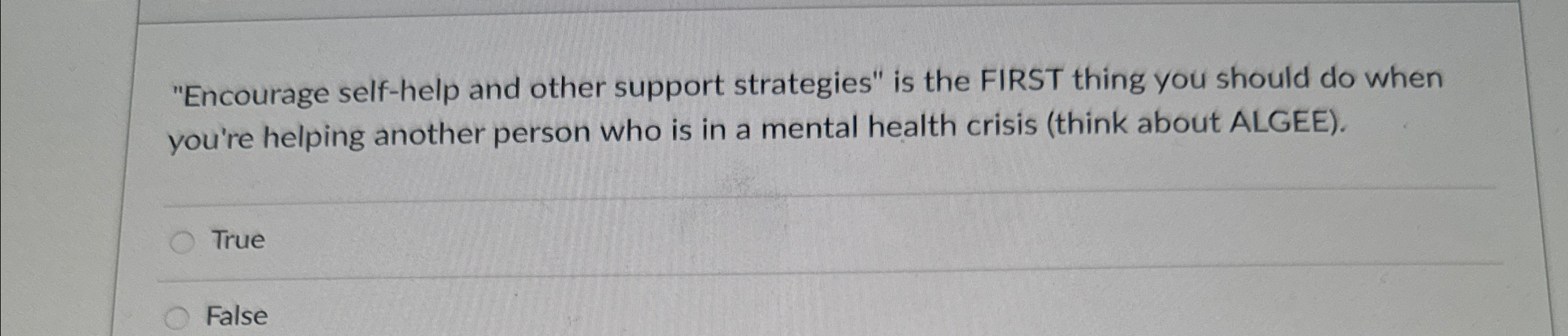 Solved "Encourage self-help and other support strategies" is | Chegg.com
