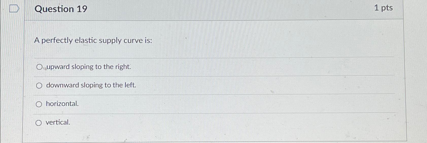 Solved Question 191 ﻿ptsA perfectly elastic supply curve | Chegg.com