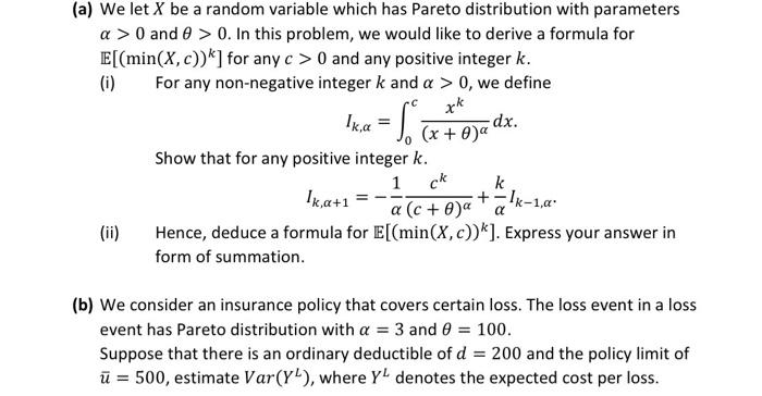 Solved (a) We let X be a random variable which has Pareto | Chegg.com