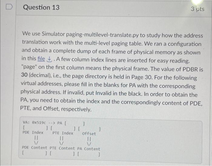 Solved We use Simulator paging-multilevel-translate.py to | Chegg.com