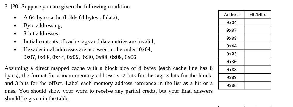 Solved 3. [20] Suppose you are given the following | Chegg.com