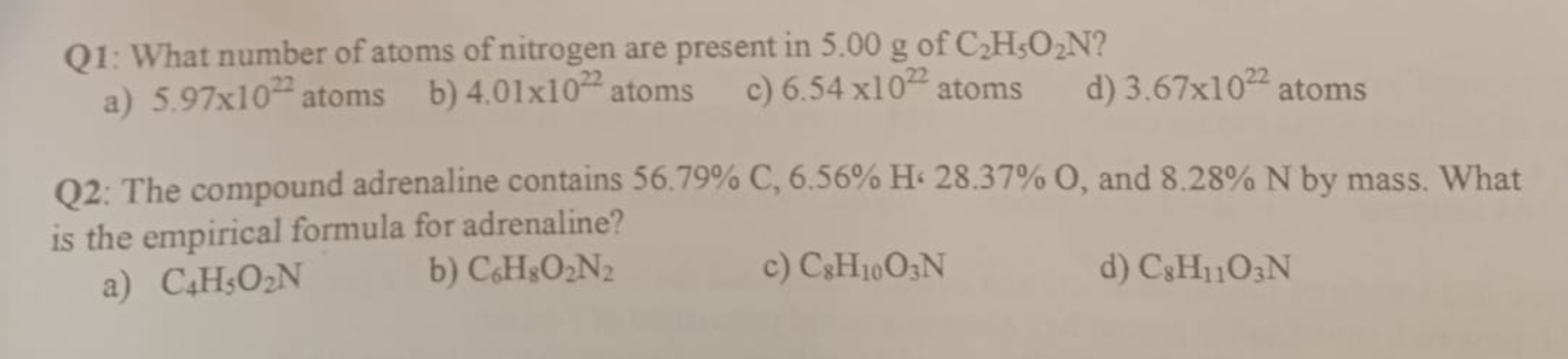 Solved Solve These Chemistry Questions Fast Chegg