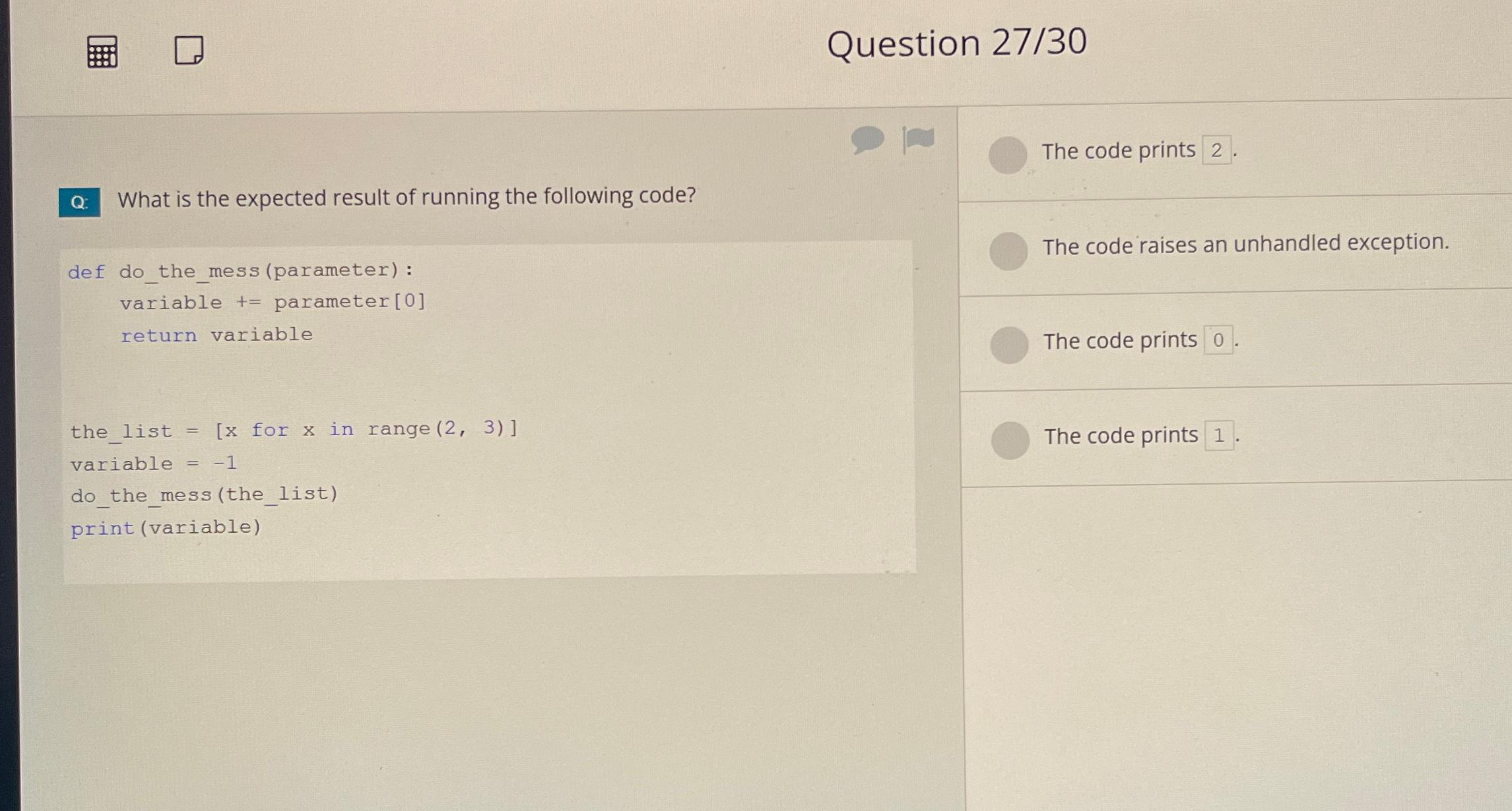 Solved Question 27/30What is the expected result of running | Chegg.com