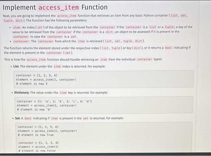 Solved mplement access_1tem runction Next, you are going to | Chegg.com