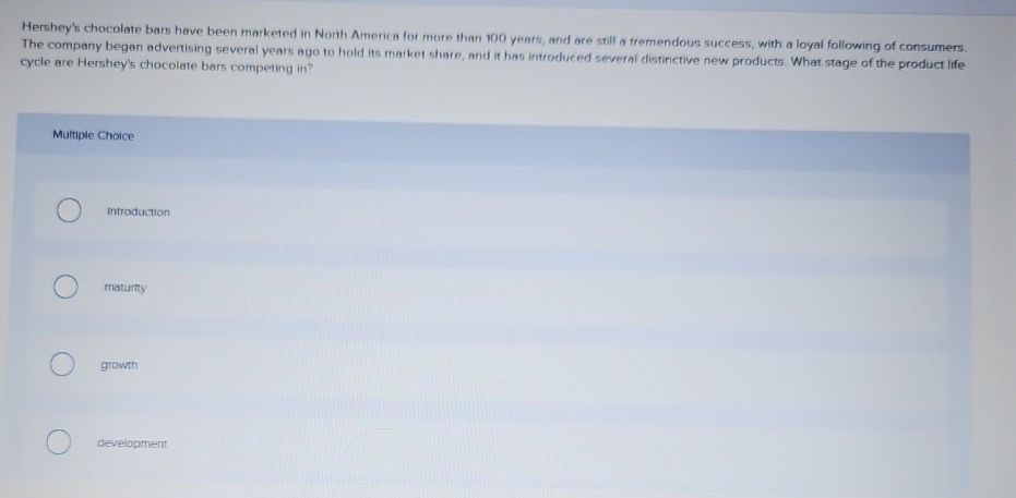 Solved Hershey's chocolate bars have been marketed in North | Chegg.com