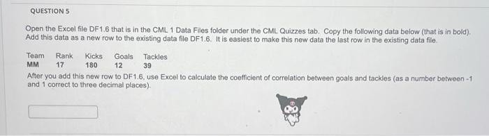 Solved Open the Excel file DF1.6 that is in the CML 1 Data | Chegg.com
