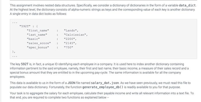 Solved This assignment involves nested data structures. | Chegg.com