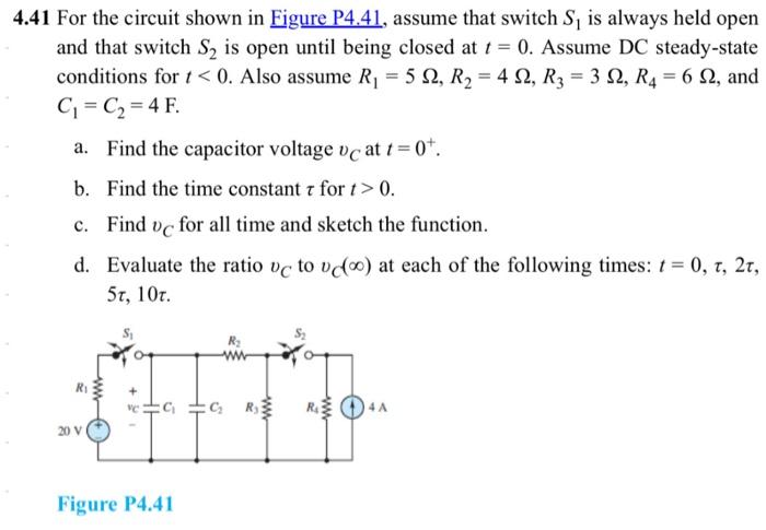 Solved 41 For the circuit shown in Figure P4.41, assume that | Chegg.com