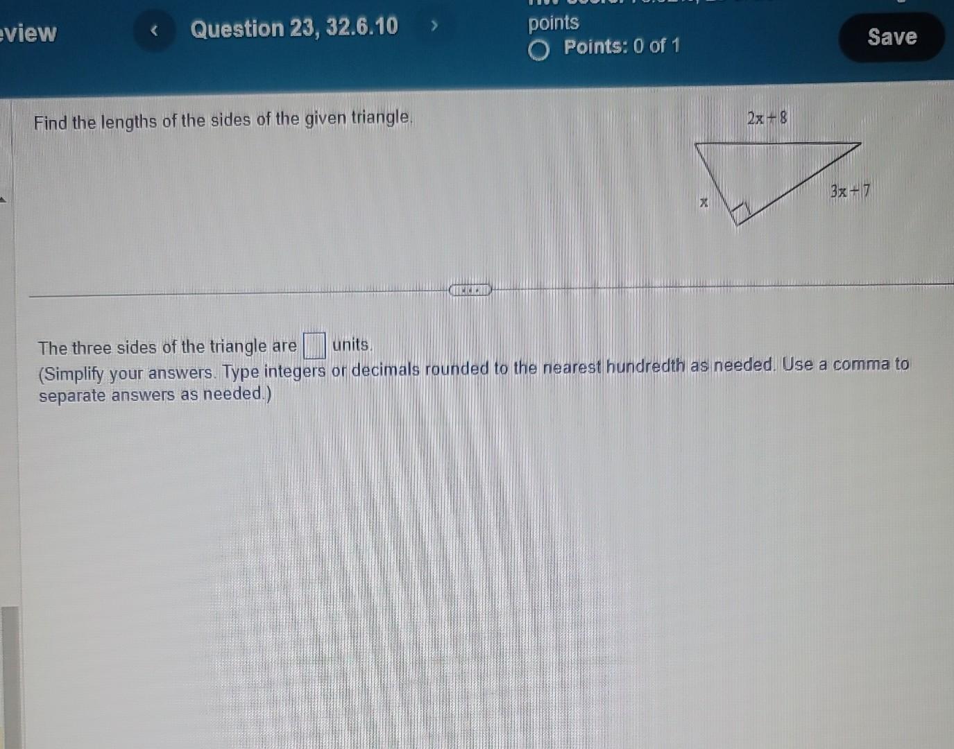 Solved Find the lengths of the sides of the given triangle. | Chegg.com