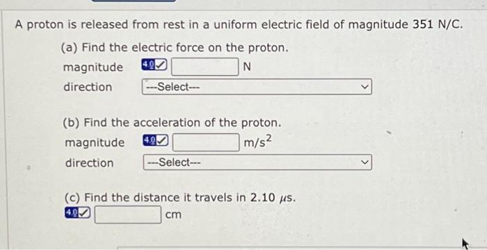 Solved proton is released from rest in a uniform electric | Chegg.com