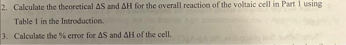 Solved 2. Calculate the theoretical Delta S and Delta H for | Chegg.com
