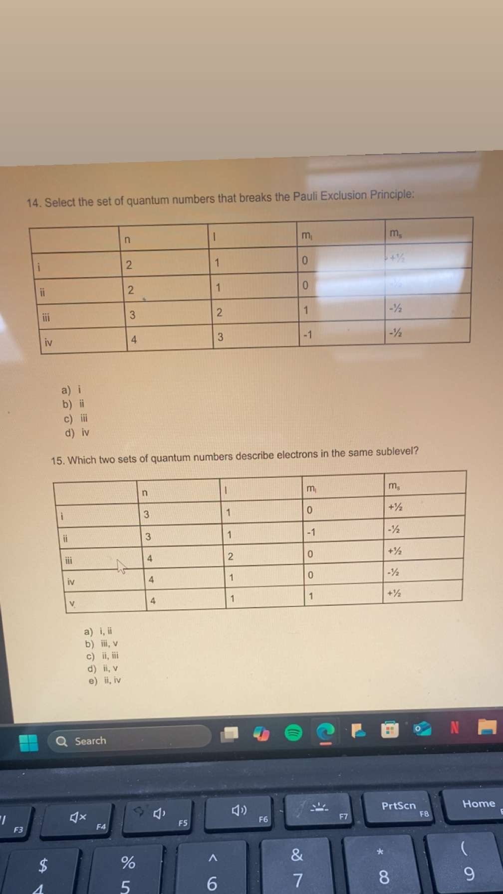 Solved 14. ﻿Select the set of quantum numbers that breaks | Chegg.com