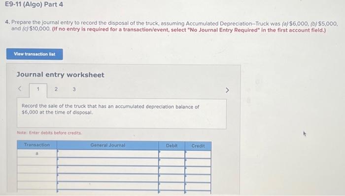 Solved 4. Prepare the journal entry to record the disposal | Chegg.com
