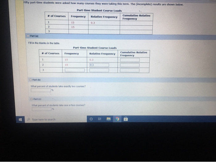 Solved Fifty part-time students were asked how many courses | Chegg.com