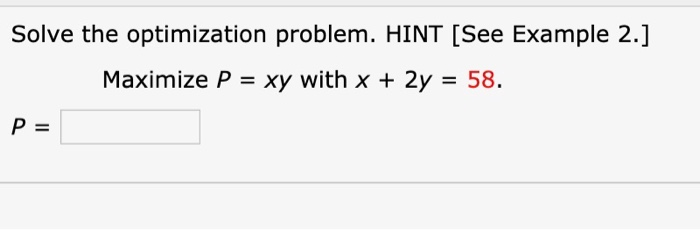 Solved Solve the optimization problem. HINT [See Example 2.] | Chegg.com