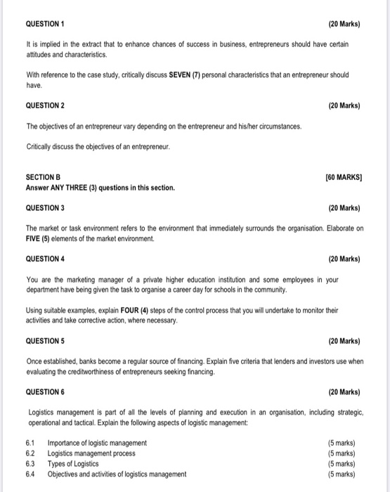 Solved SECTION A [40 MARKS] Answer ALL questions in this | Chegg.com
