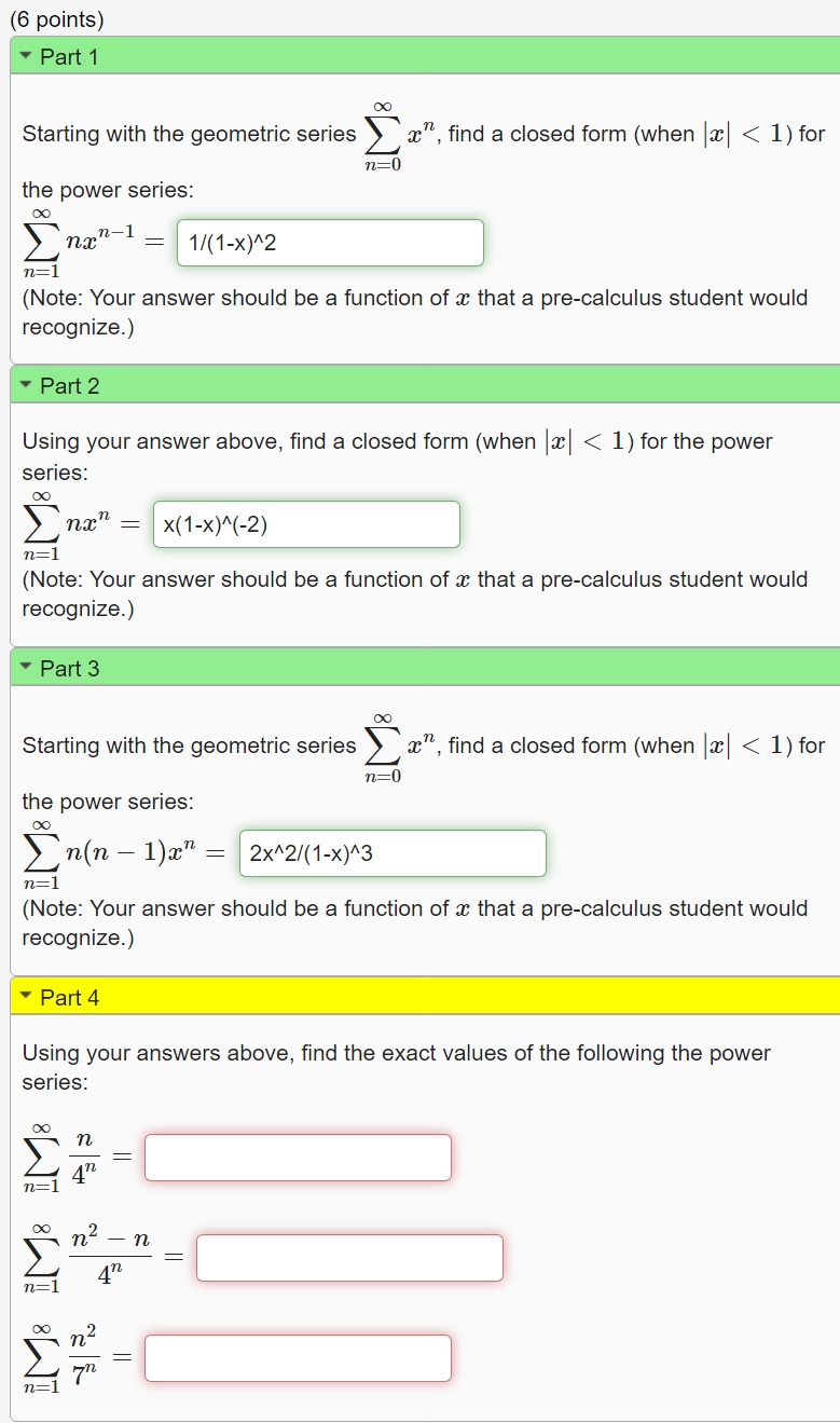 Solved (Part 4 ﻿Please!6 ﻿points)Part 1Starting with the | Chegg.com