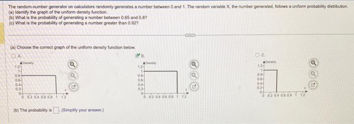 Solved The random-number generator on calculators randomly | Chegg.com