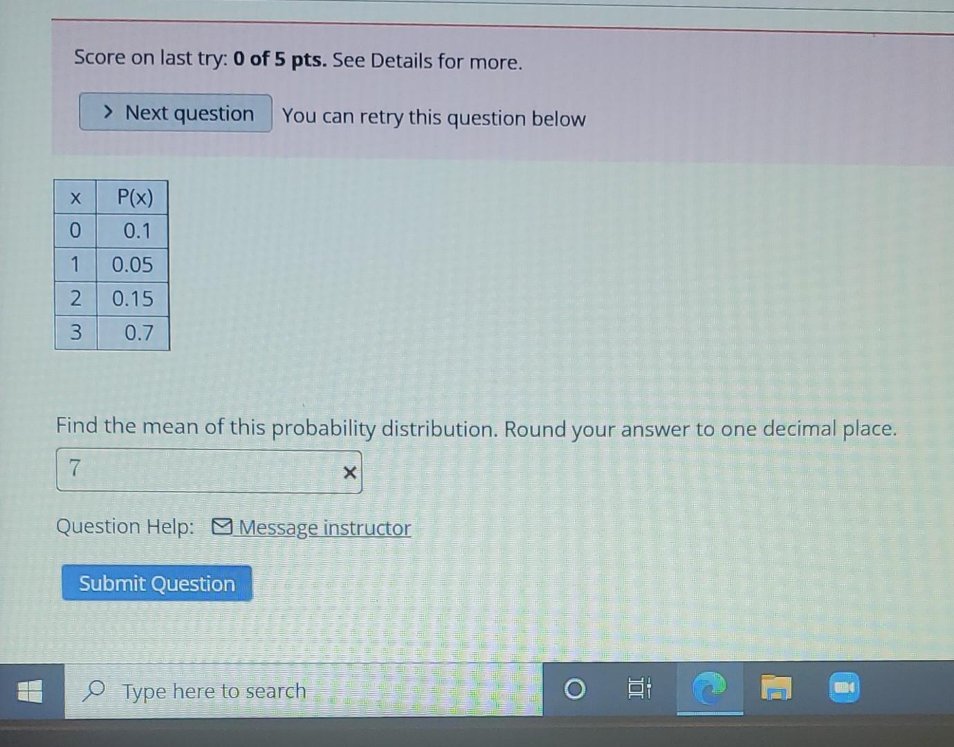 Solved Find the mean of the probability distribution. Round | Chegg.com