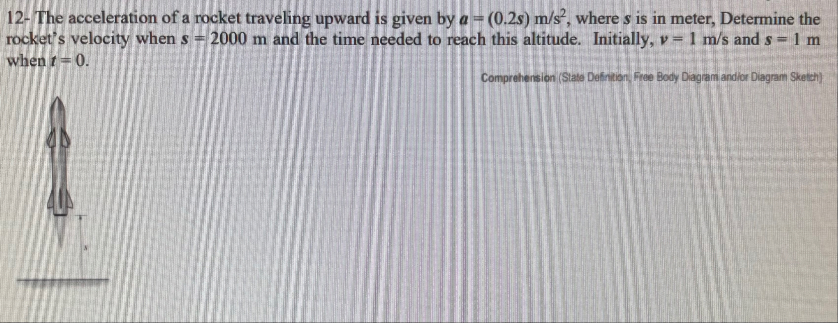 Solved 12- ﻿The acceleration of a rocket traveling upward is | Chegg.com