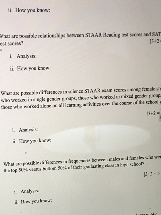 What are possible relationships between STAAR Reading | Chegg.com