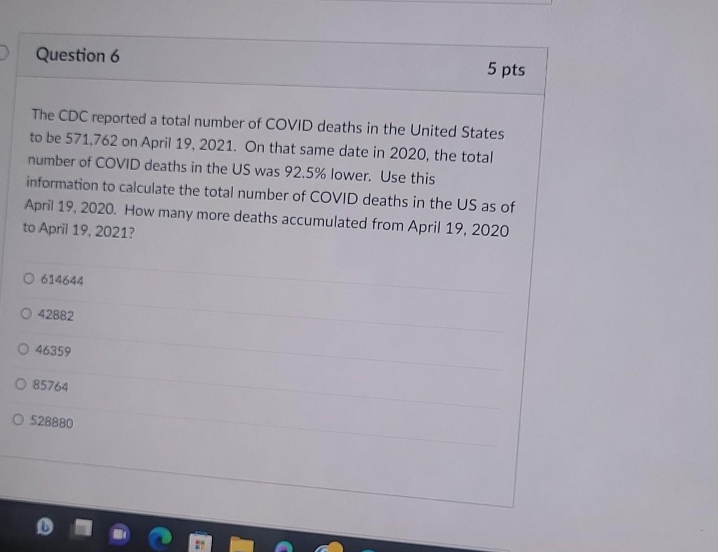 Solved The CDC reported a total number of COVID deaths in | Chegg.com