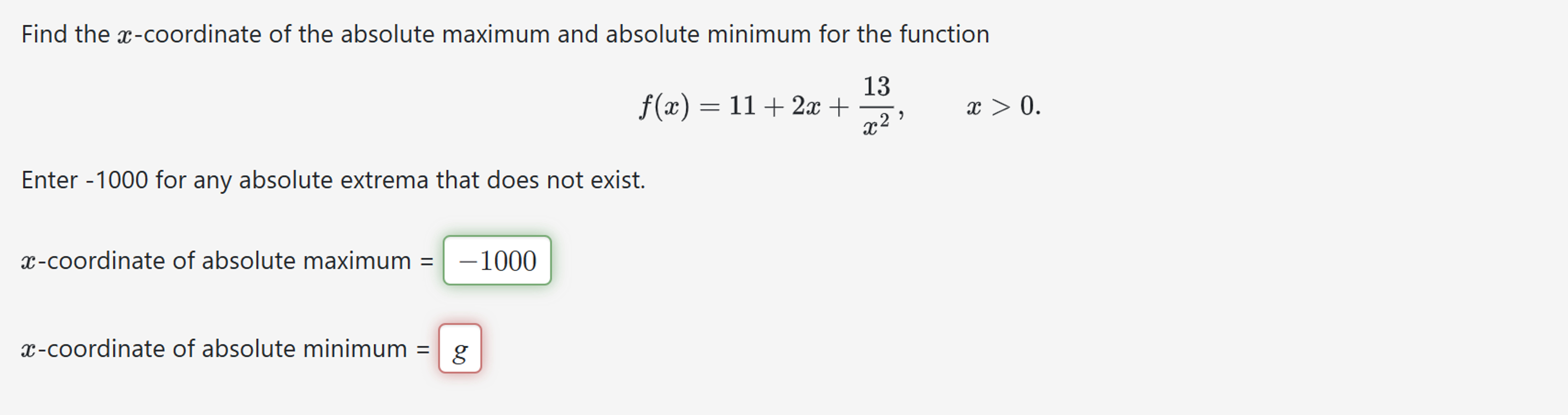 Solved Find the x-coordinate of the absolute maximum and | Chegg.com