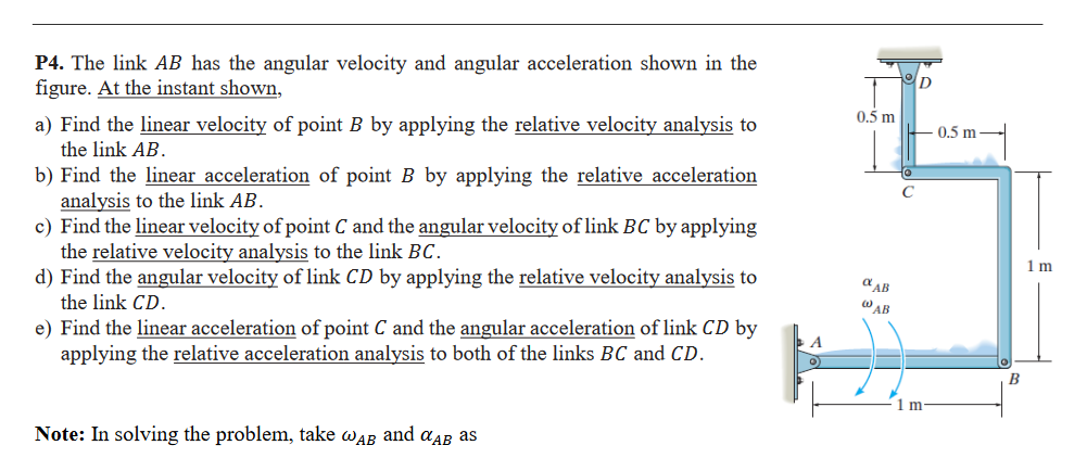 Solved P4. ﻿The link AB ﻿has the angular velocity and | Chegg.com