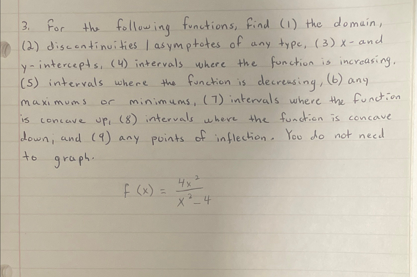 Solved For the following functions, find (1) ﻿the domain, | Chegg.com