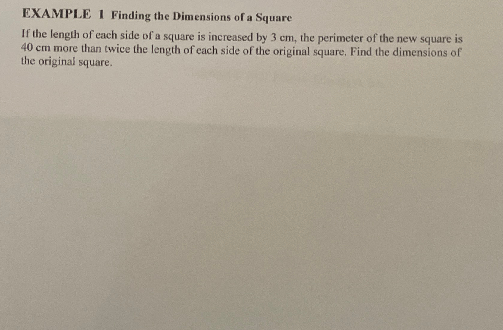 Solved EXAMPLE 1 ﻿Finding the Dimensions of a SquareIf the | Chegg.com