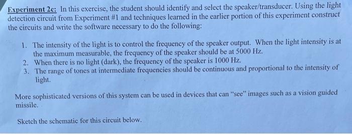 Experiment 2c: In this exercise, the student should | Chegg.com