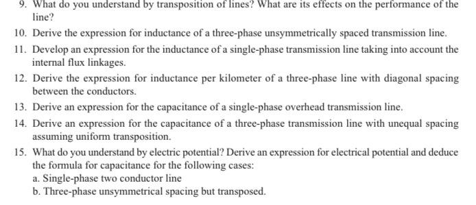 Solved 9. What do you understand by transposition of lines? | Chegg.com