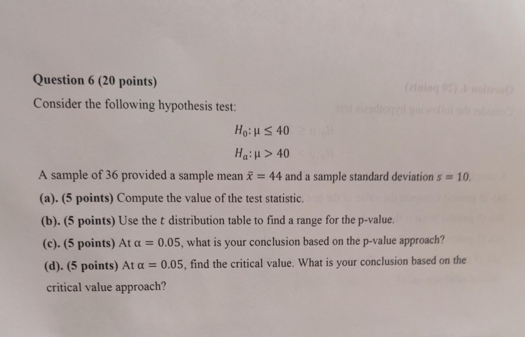 Solved Question 6 ( 20 points) Consider the following | Chegg.com