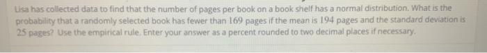 Solved Lisa has collected data to find that the number of | Chegg.com