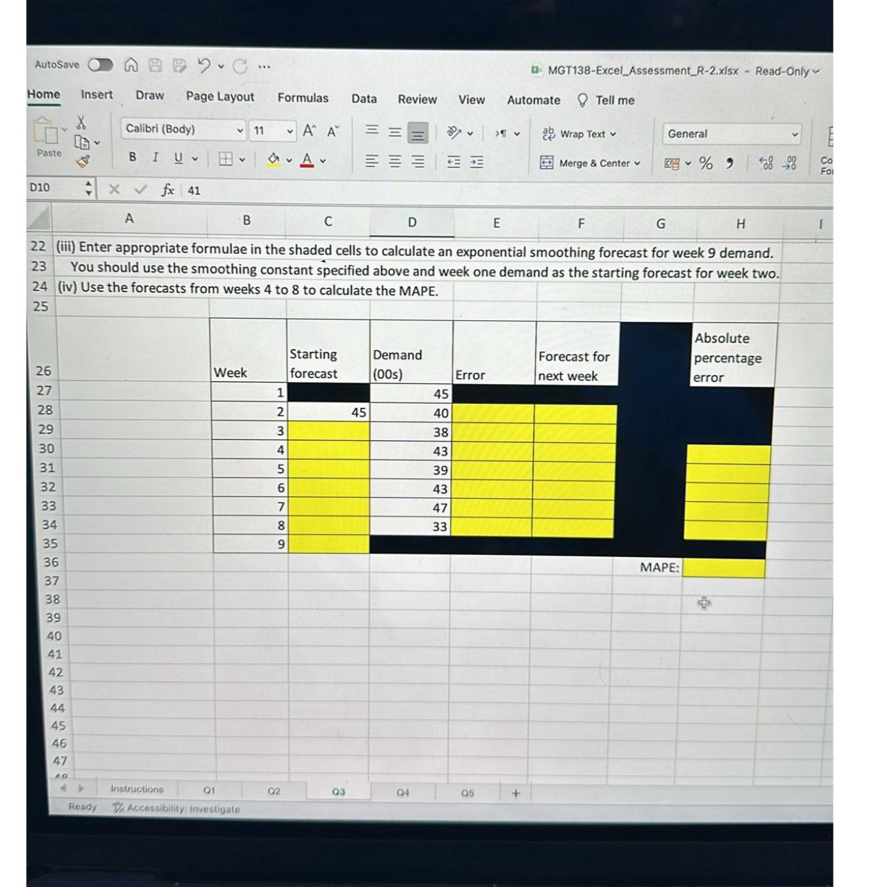 Solved Exponential smoothing forecast moothing | Chegg.com