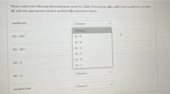 Solved Please match the following thermodynamic terms for | Chegg.com