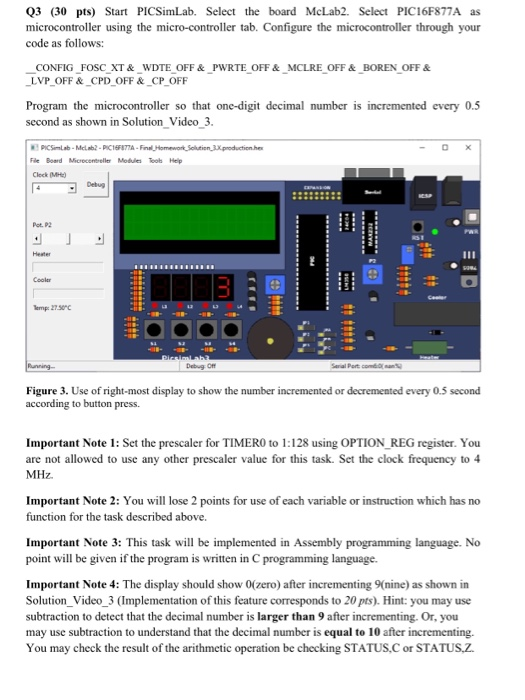 Q3 (30 pts) Start PICSimLab. Select the board McLab2. | Chegg.com
