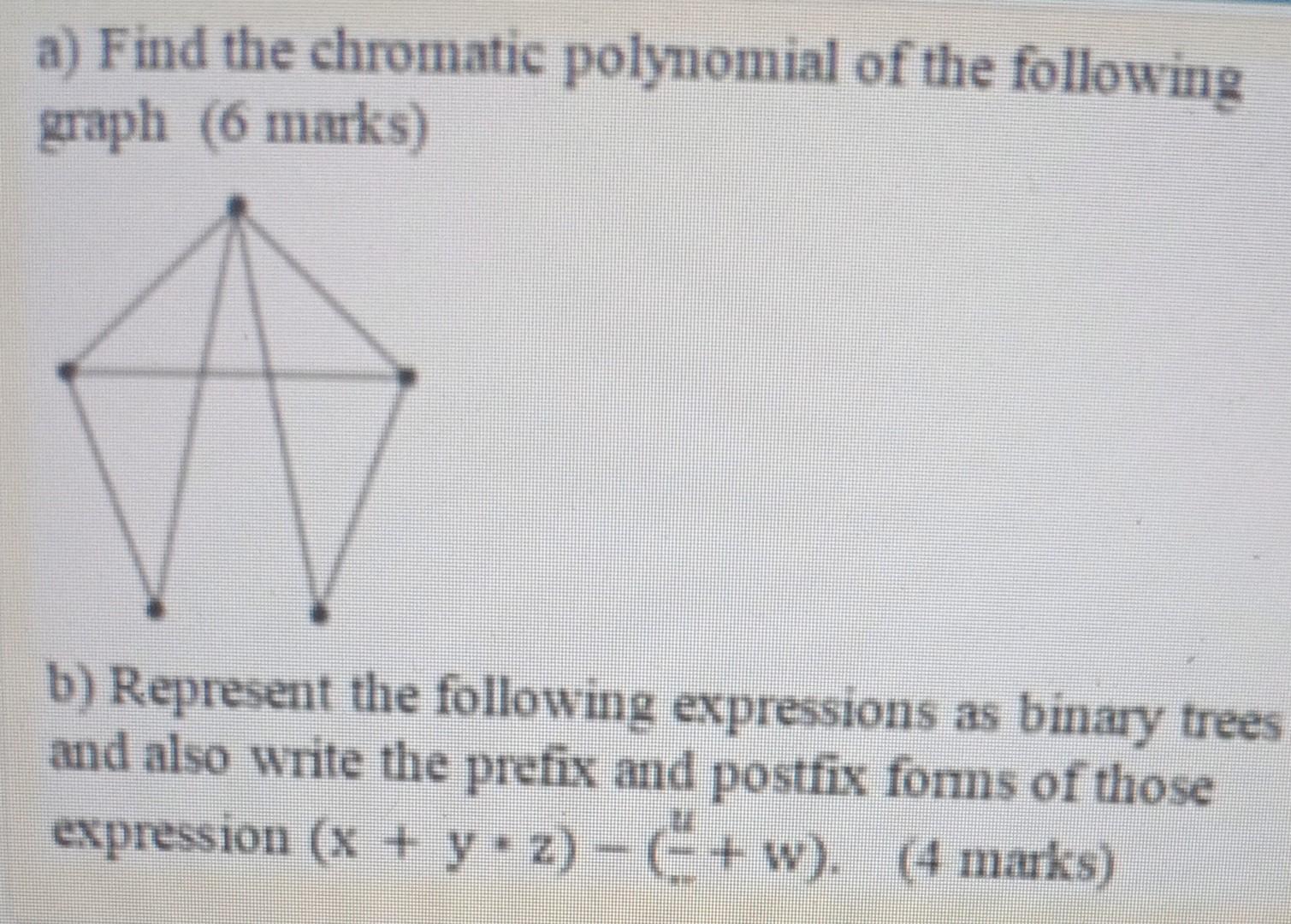 Solved a) Find the chromatic polynomial of the following | Chegg.com