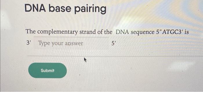 Solved The complementary strand of the DNA sequence 5′′ | Chegg.com