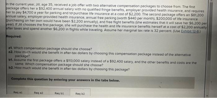 Solved In the current year, Jill, age 35, recelved a job | Chegg.com