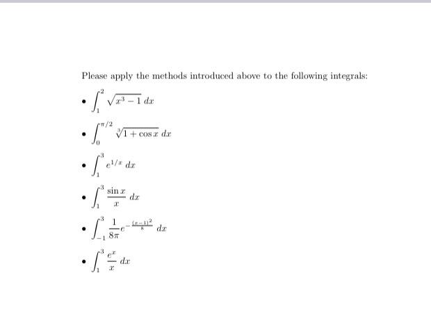 Solved Numerical Approximation of Integrals We often need to | Chegg.com
