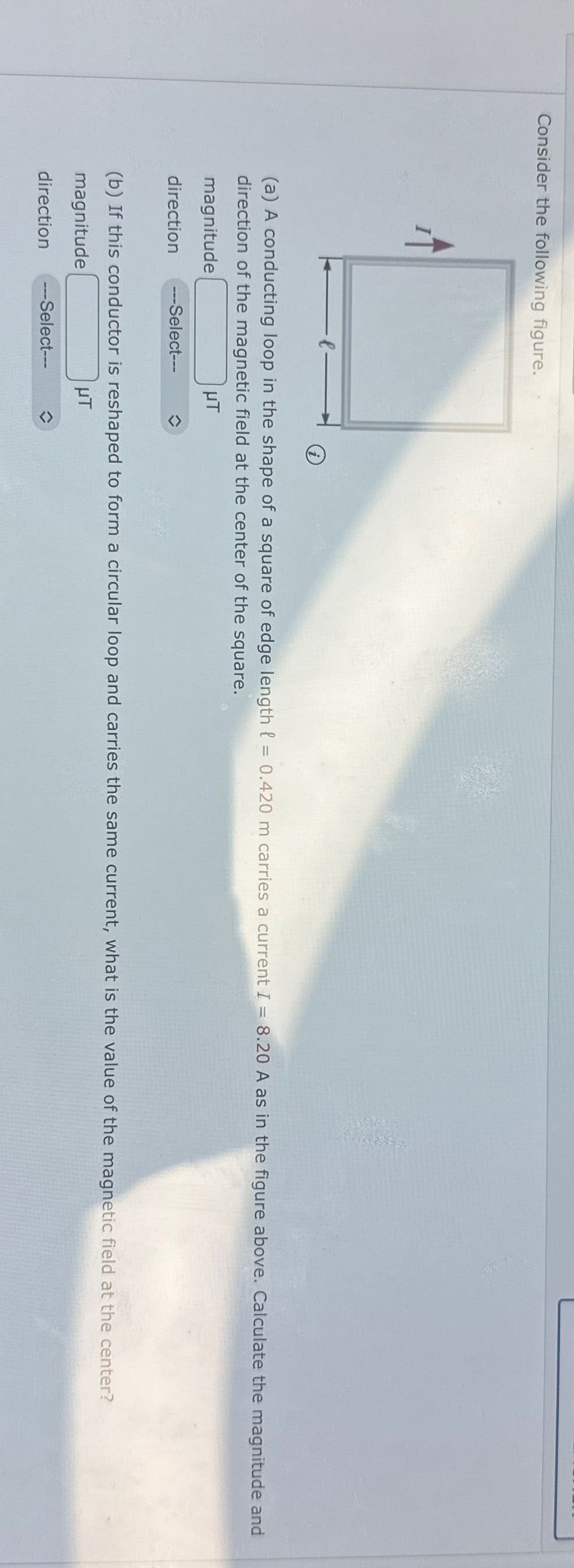 Solved Consider the following figure.(a) ﻿A conducting loop | Chegg.com