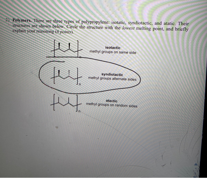 Solved 2) Polymers. There are three types of polypropylene: | Chegg.com