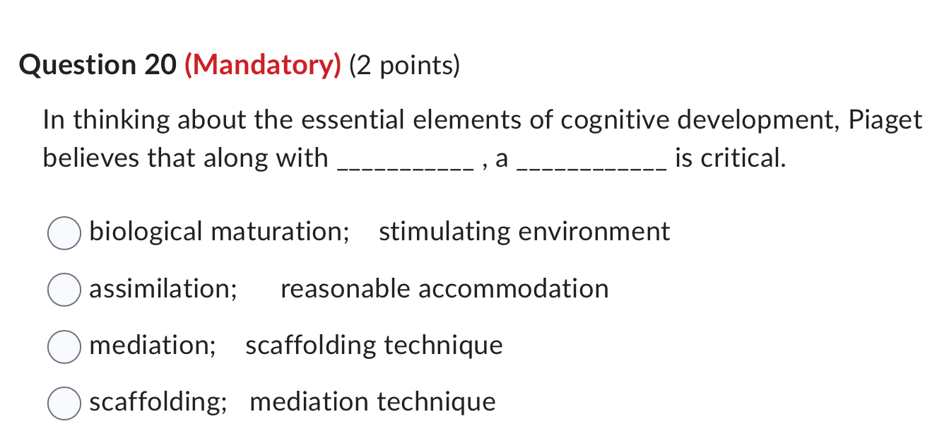 Solved Question 20 (Mandatory) (2 ﻿points)In thinking about | Chegg.com