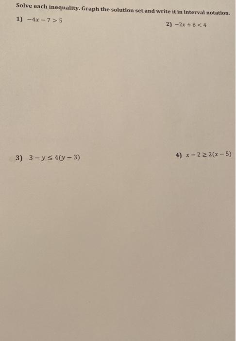 Solved Solve each inequality. Graph the solution set and | Chegg.com