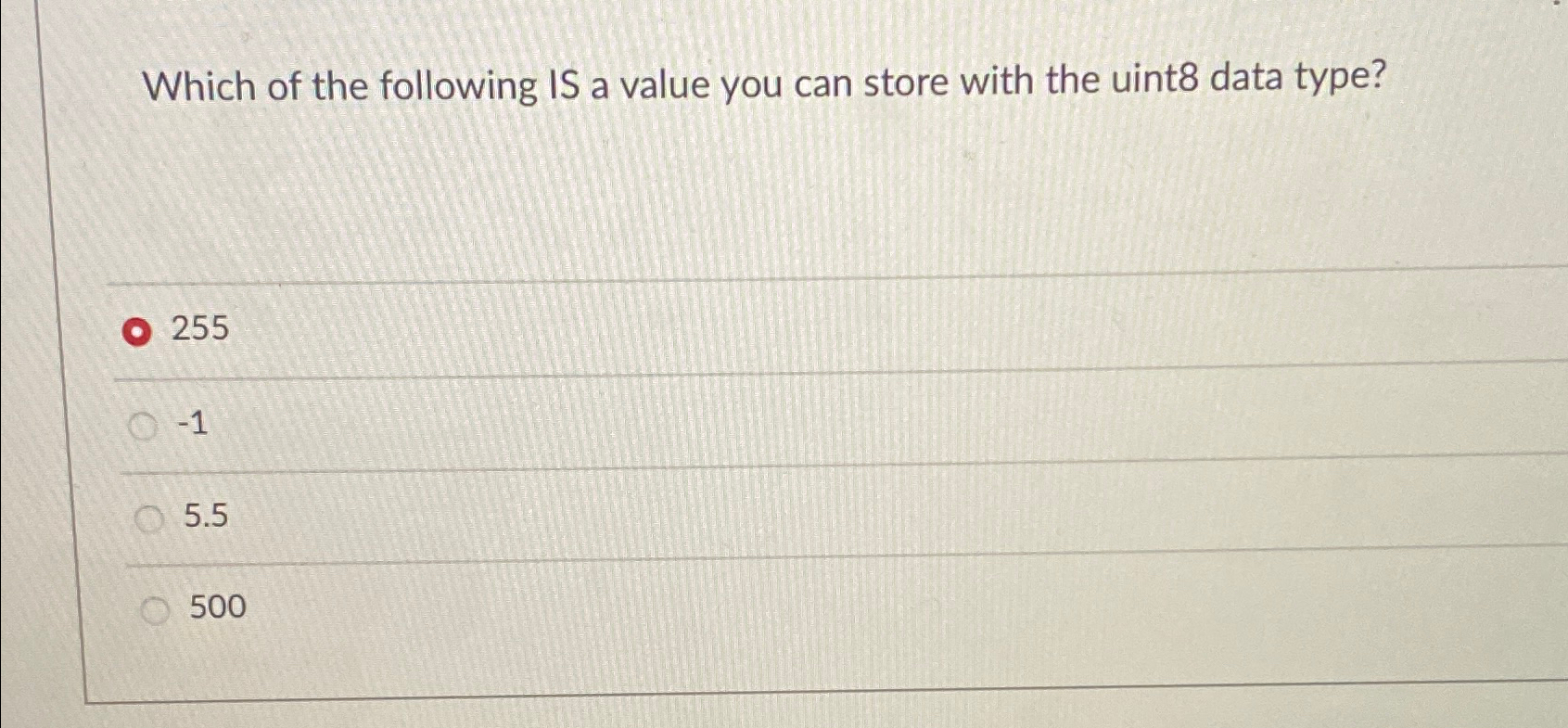Solved Which of the following IS a value you can store with | Chegg.com